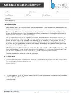 Telephone Interview Script - The Best Team Wins